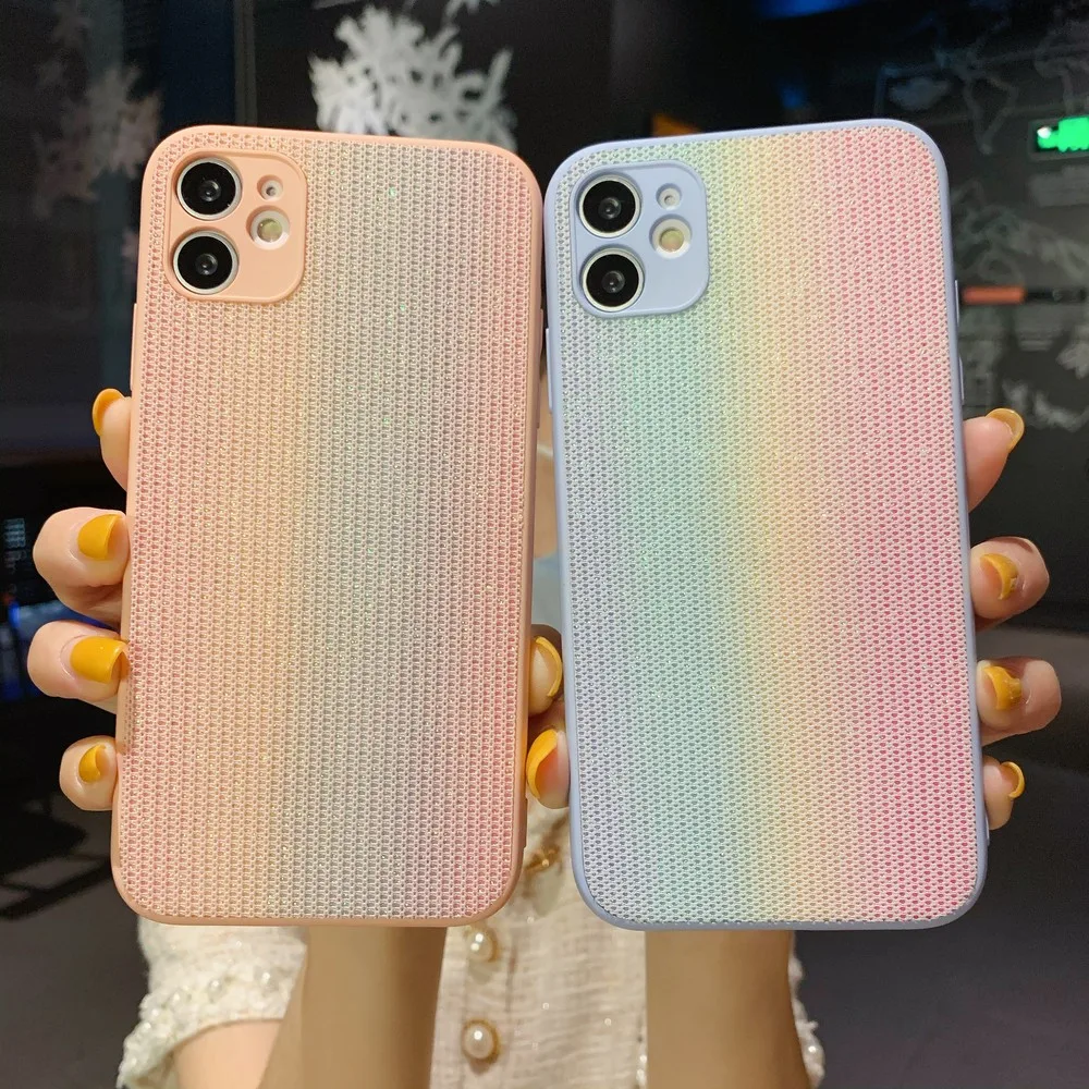 The new rainbow fabric flash phone case is suitable for iPhone 12 11 ...