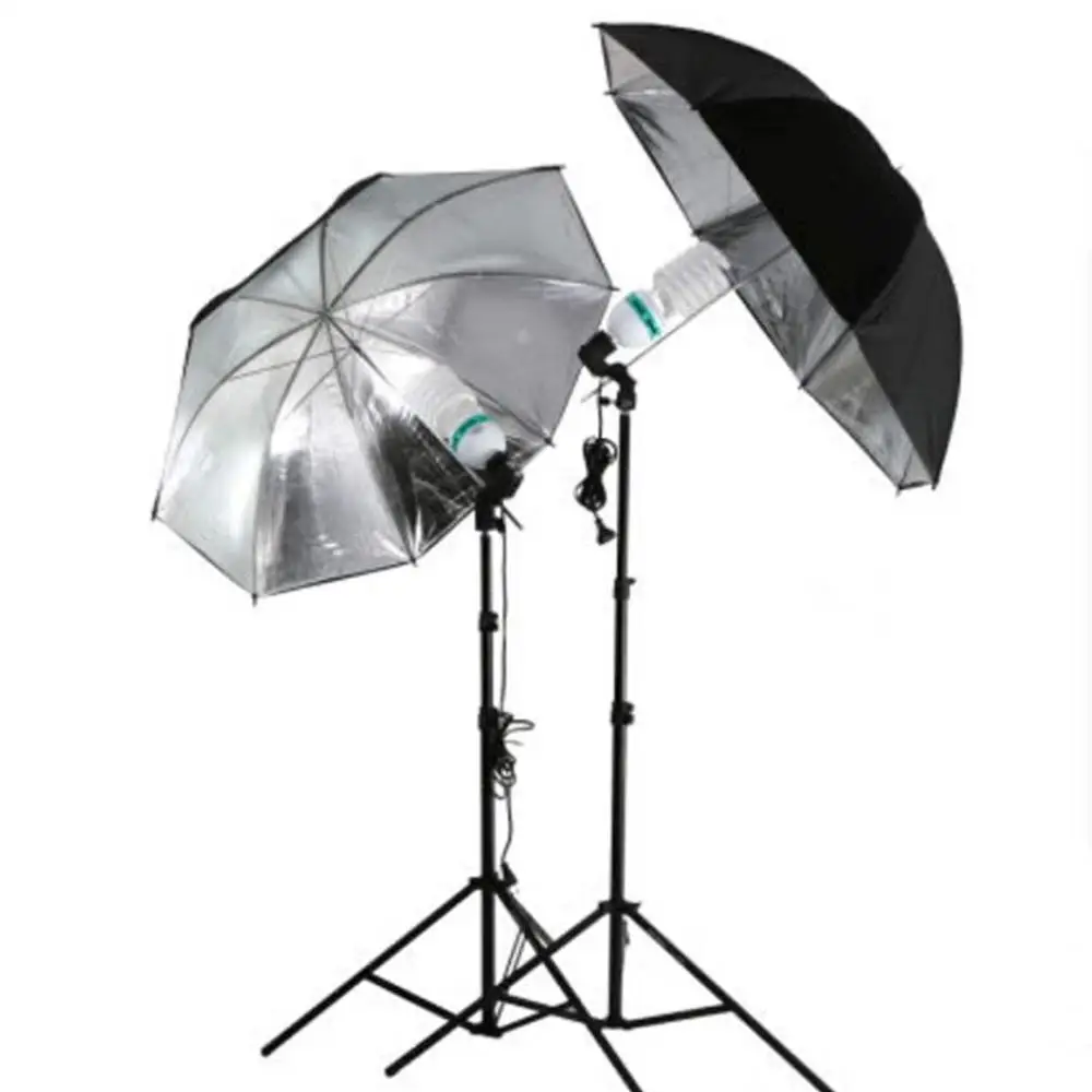 Photo Studio Reflective Umbrella, Flash Light, Grained, Preto, Prata ...