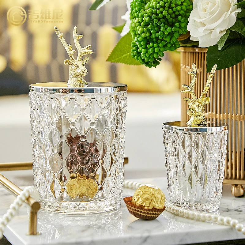 American household glass storage tank high grade metal deer head luxury ...