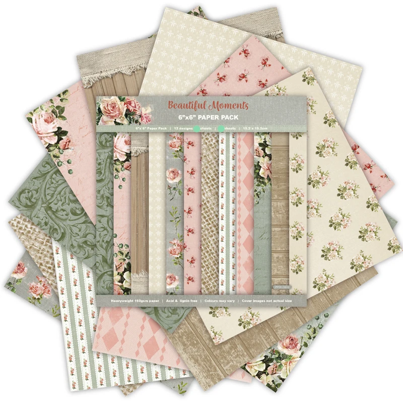 Kscraft 12pcs 6" Single-side Printed Beautiful Moments Pattern Creative ...