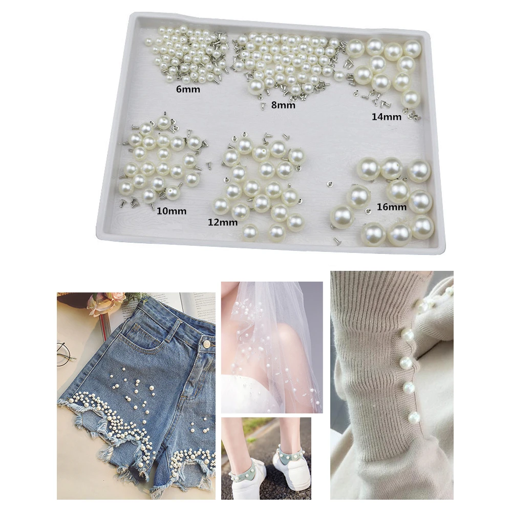 50/100sets Round Imitation Pearl Rivets Studs Diy Wedding Decoration ...
