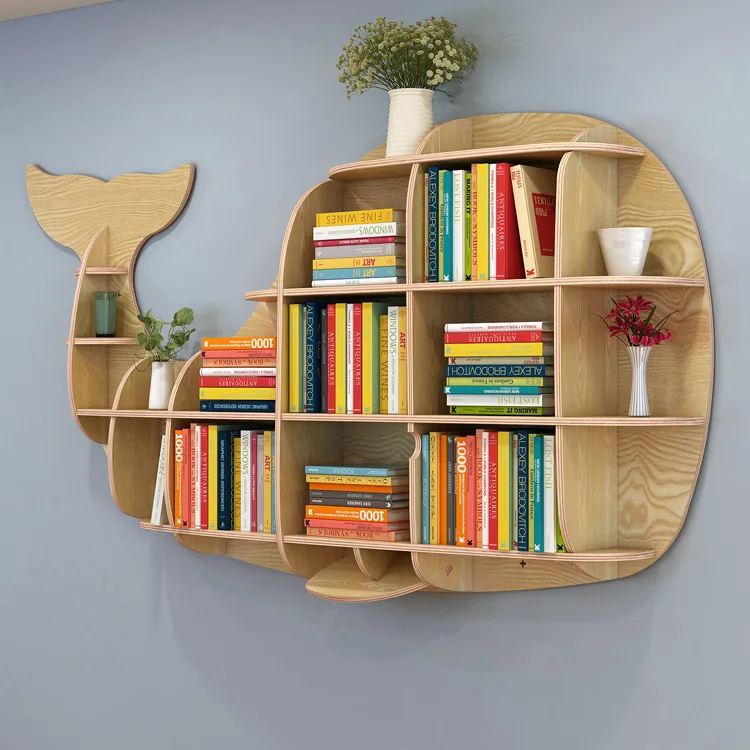 Wall-bookshelf-shelf-whale-animal-modeling-wall-decoration-Nordic-TV ...
