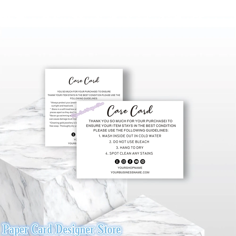 Customized-Small-Business-Care-Card-Simple-Care-Card-Package-Insert ...