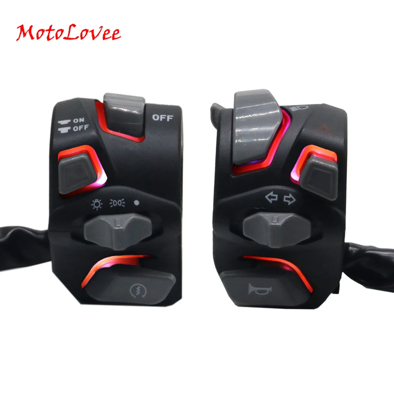 Motolovee 7/8'' 22mm Universal Motorcycle Handlebar Switch Headlight Warning Light Turn Signal ...
