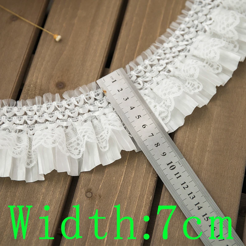 Elastic Lace Fabric For Dress Collar Cuffs 7cm Wide Elastic Ruffle ...