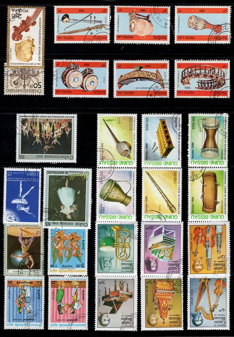 50Pcs/Lot Music Instruments Stamp Topic All Different From Many ...