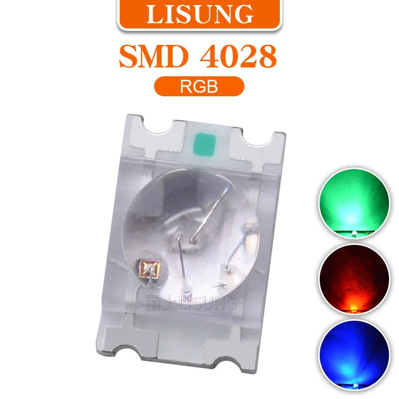 100pcs/bag Smd 4028 Rgb Led Smt Fullcolor Tricolor Diode Lamp Chip ...