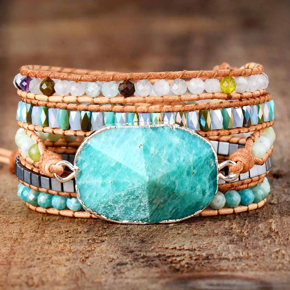 Womens-Wrap-Bracelet-Amazonite-Crystal-5-Times-Leather-Strap-Bracelets ...