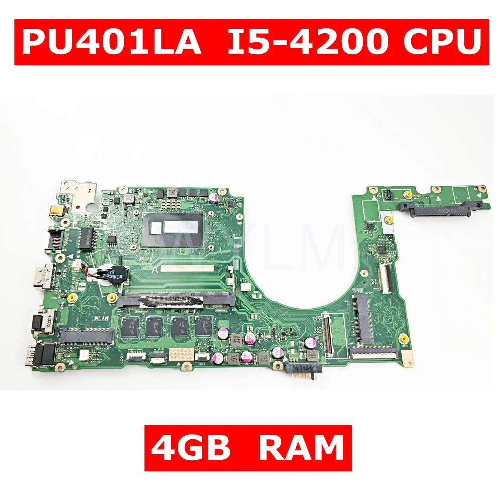 PU401LA พร้อม I5 4200 CPU Onboard 4GB RAM Mainboard REV 2.2สำหรับ ASUS P401 P401L P401LA แล็ปท็ ...