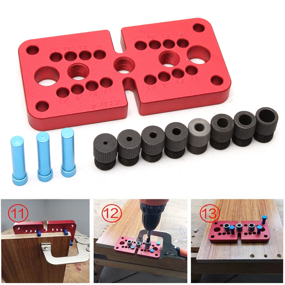 Wood Dowel Hole Drilling Guide Jig Drill - Hole Jig Aluminum Alloy 2 ...