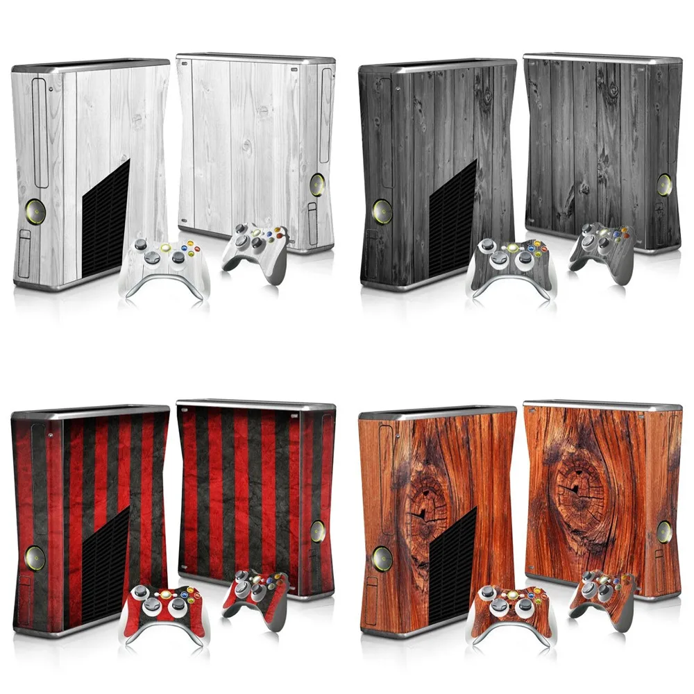 Wood Cartoon print skin sticker console and 2pcs controller skin ...