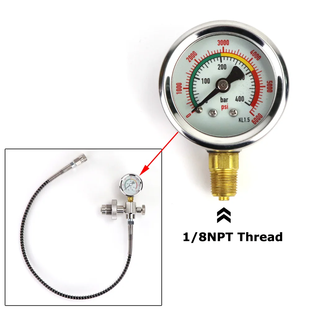 New-400Bar-6000PSI-Double-Range-Luminous-Vibration-Proof-Pressure-Gauge ...