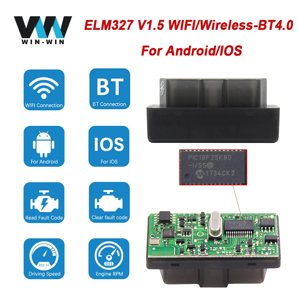 ELM 327 V 1 5 OBD2 Wireless BT4.0 wifi PIC18F25K80 Auto scanner For ...