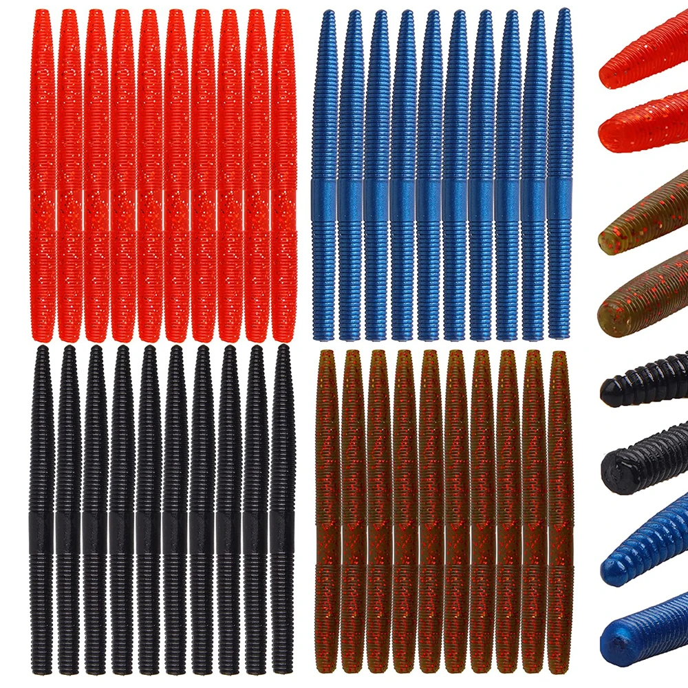 40Pcs Wacky rig Worm fishing lure for Bass Fishing neko rig Worms bait ...