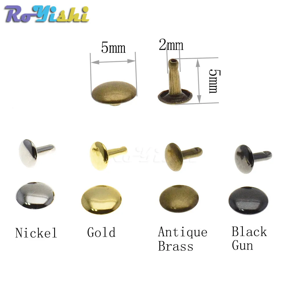 RIVET,Gold-5mmx5mm--100 pièces-ensemble métal Double capuchon Rivets ...