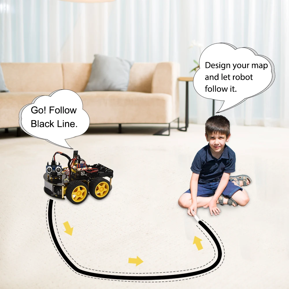 Keyestudio 4WD Multi BT Robot Car Kit Upgraded V2.0 W/LED Display for ...