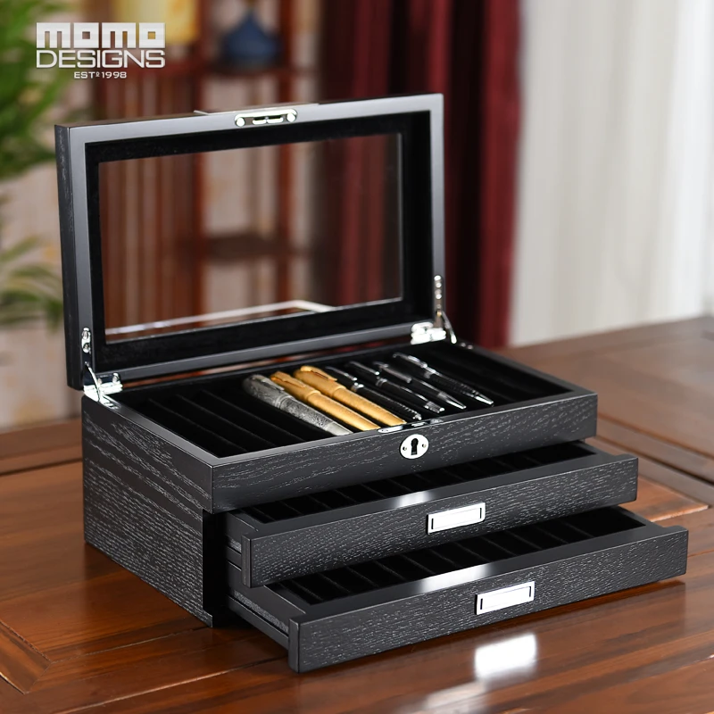 Wooden Pen Box Storage 12-60 Pens Collection Pencil Packaging Display ...