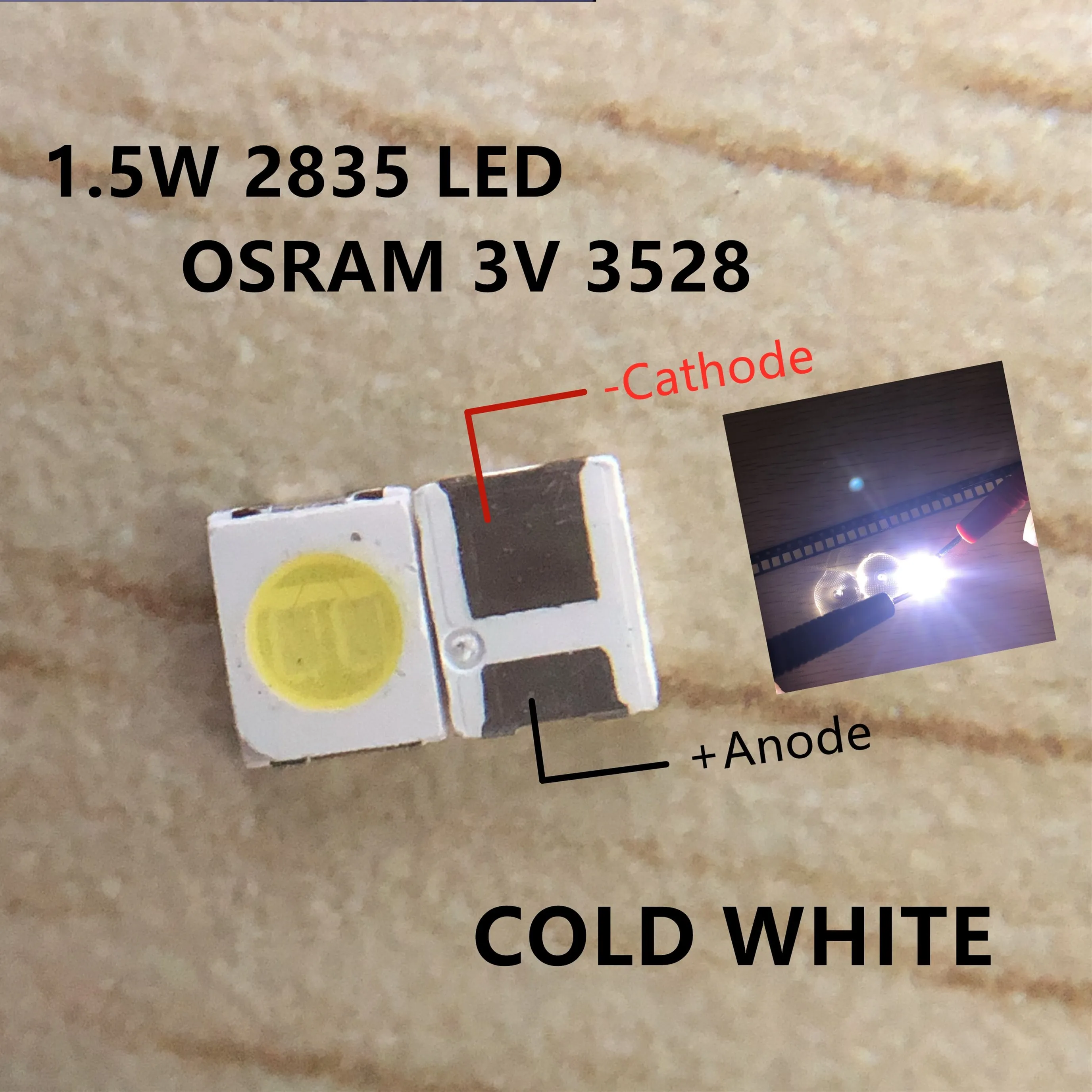 200PCS-FOR-LED-Backlight-High-Power-LED-1-5W-3V-1210-3528-2835-131LM ...