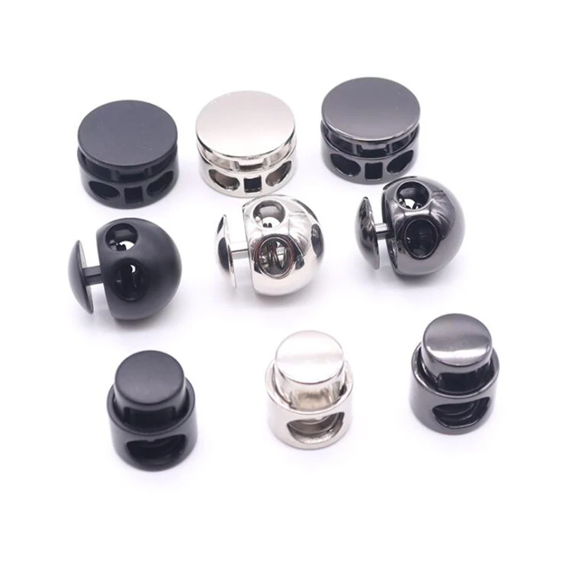 Alloy Flat Side Cord Stopper Press Lock Rope Ends Lid 2 Holes ...