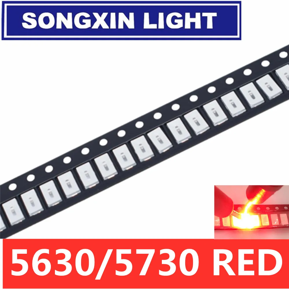 100Pcs 5630/5730 SMD/SMTสีแดงSMD 5730 LED Surface Mountสีแดง2.0 ~ 2.6V ...