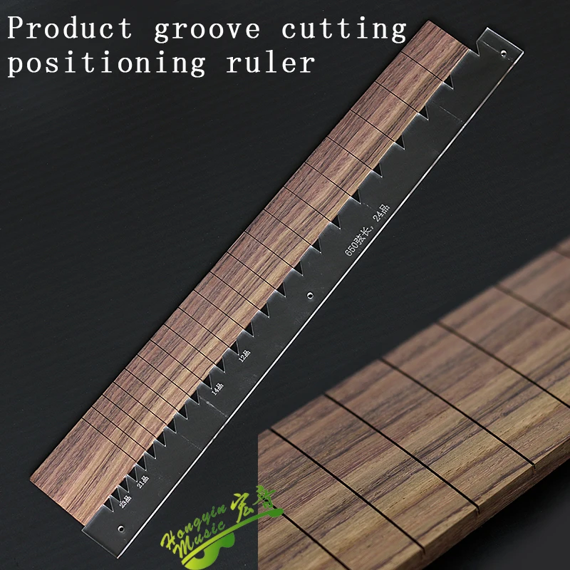 Guitar fingerboard wire groove cutting and positioning of acrylic ...