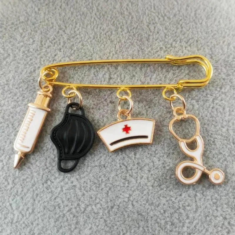 BROCHE,Golden-2-blue-3--Broche à la mode pour médecin, outil médical ...