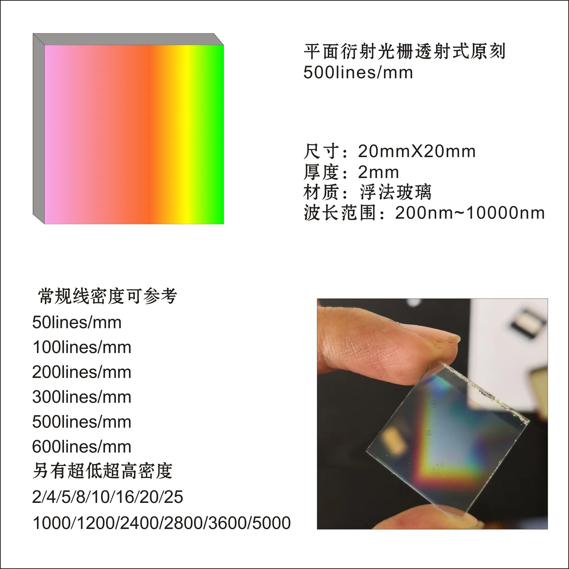 Spectroscopic Holographic Diffraction Grating Sheet 1000, 51% OFF