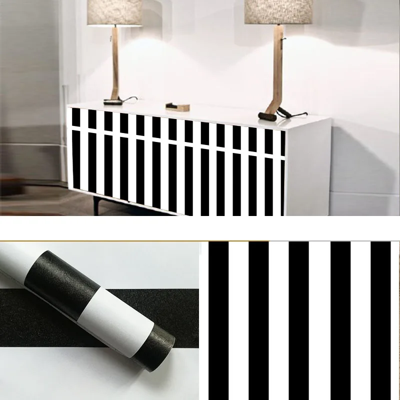 White Black Plaid Wallpaper Sticker Self Adhesive PVC Wallpaper ...