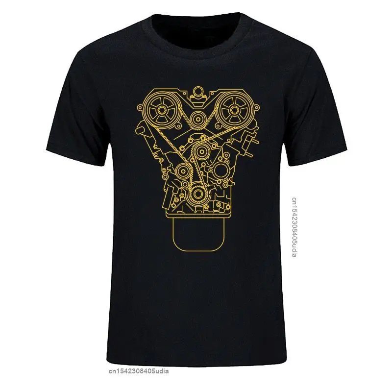Men Tshirts Cotton Brand New Engine Design T Shirt Black Summer Tee ...