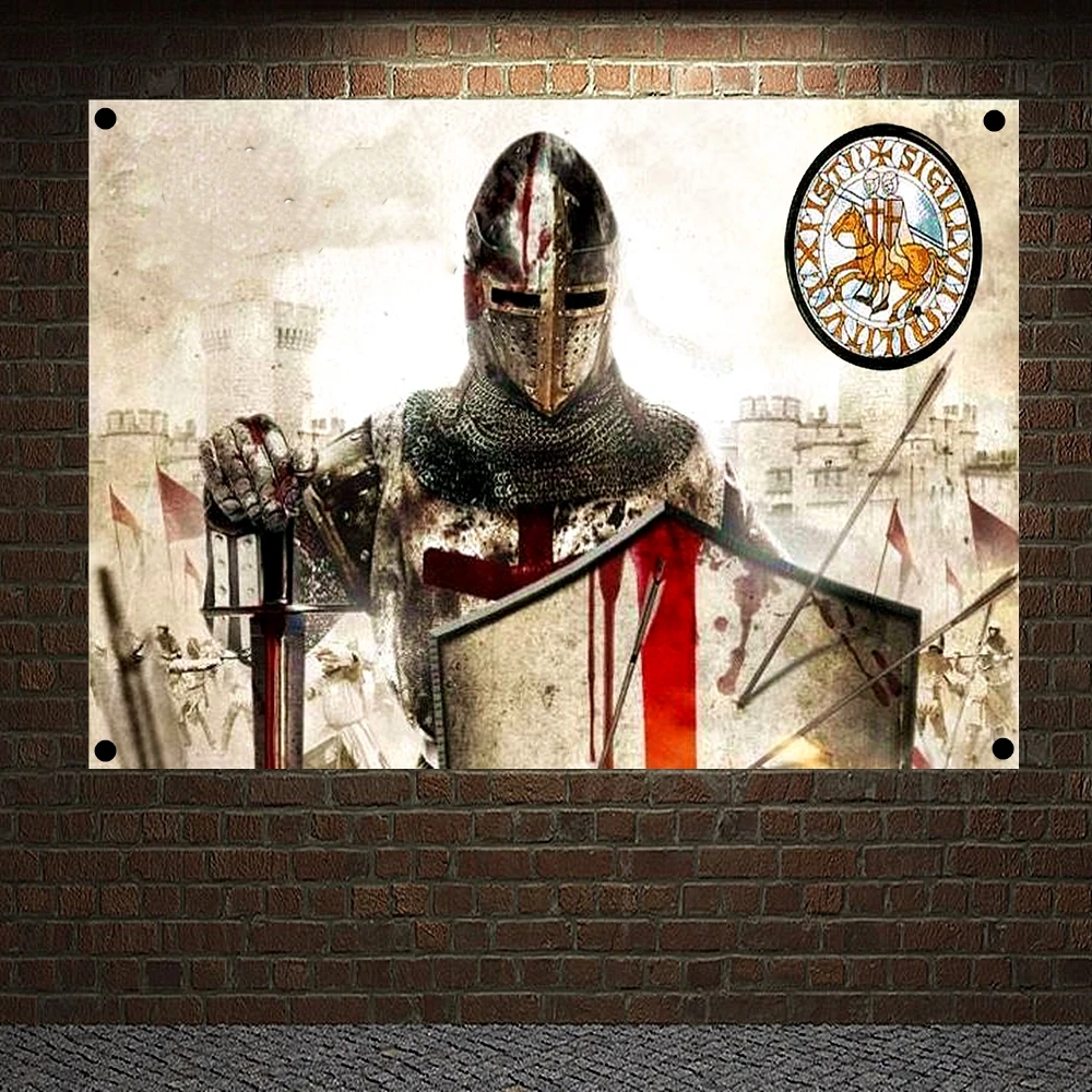 Knights-Templar-Art-Banners-Vintage-Medieval-Warrior-Crusader-Posters ...