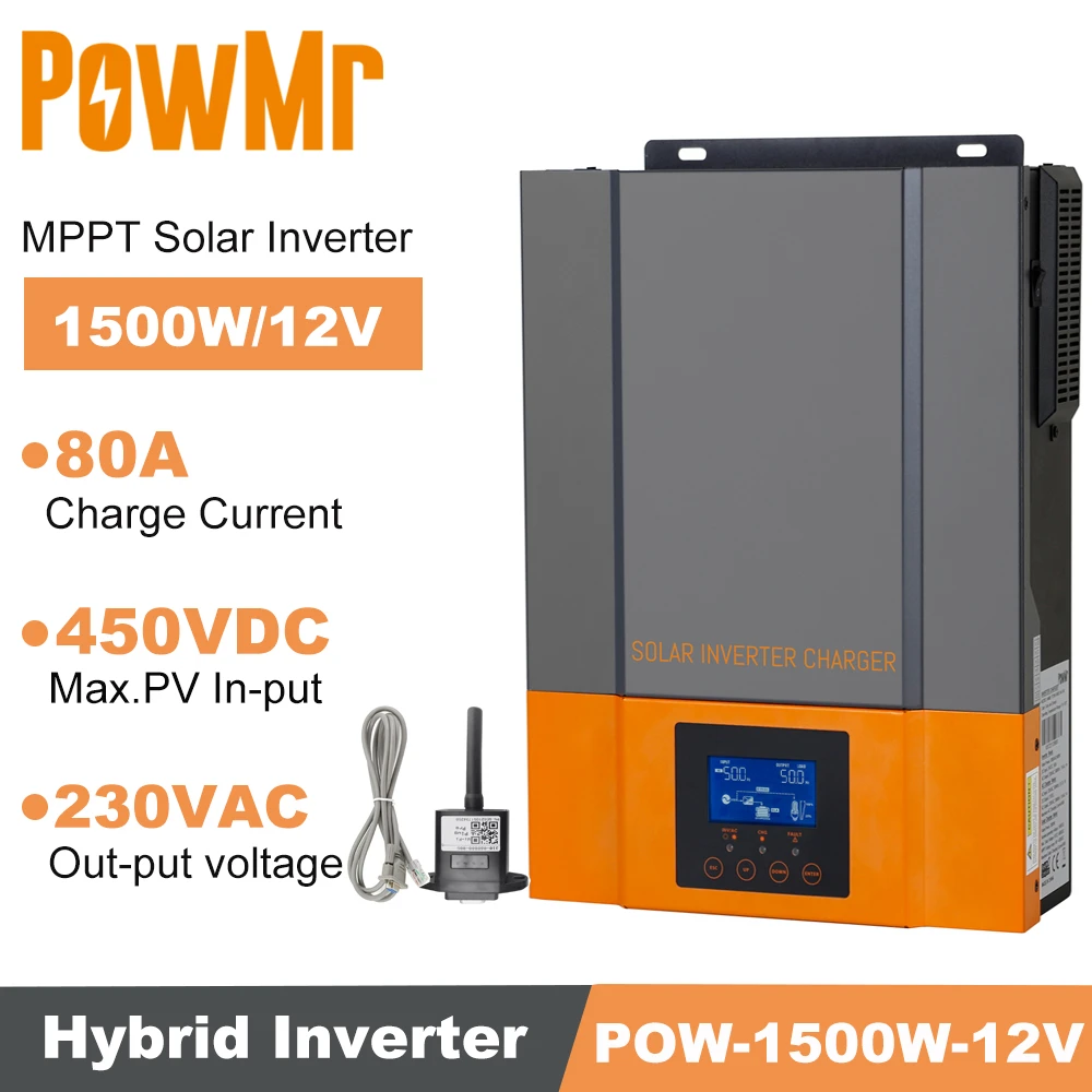 Powmr Support Wifi Module 1500w 12v Mppt 80a Pure Sine Wave Solar ...