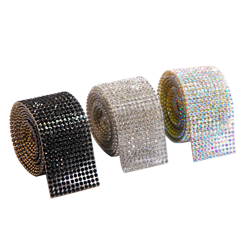 1 Yard Glitter Glass Crystal Strass Hot Fix Rhinestone Strip Trim Cup ...