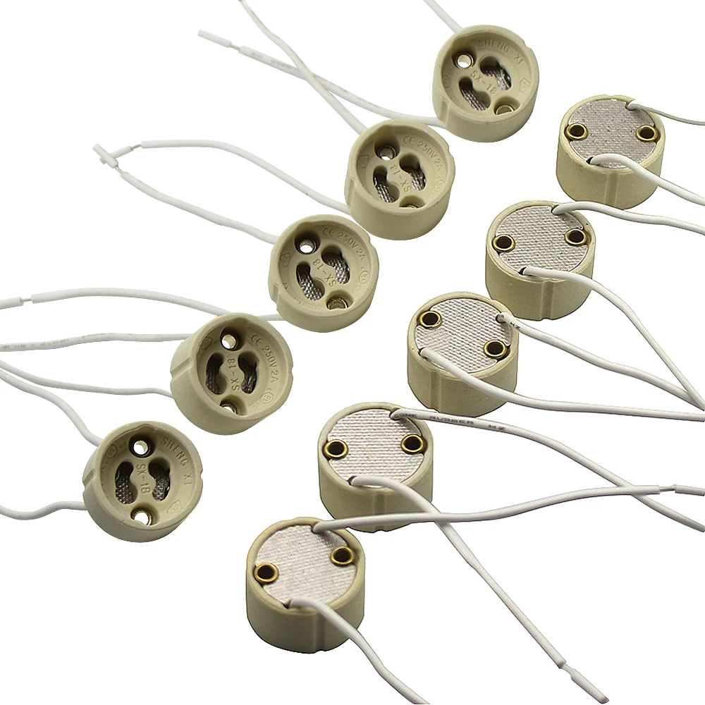 10pcs-GU10-Socket-Ceramic-LED-Halogen-Bulb-Lamp-Light-Holder-Base-2A ...