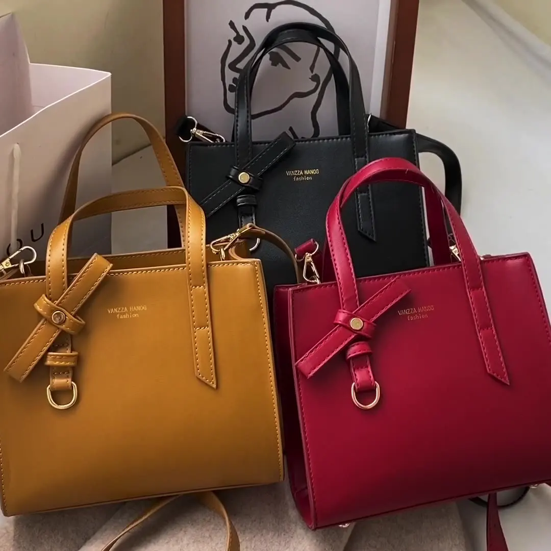 New Fashion Handbags For Women Solid Color Soft PU Leather Zipper ...