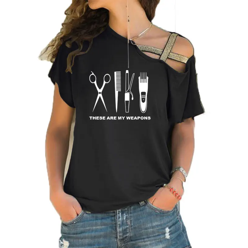 Barber T Shirt Women Short Sleeve Hairdresser Weapon T shirt Girls ...