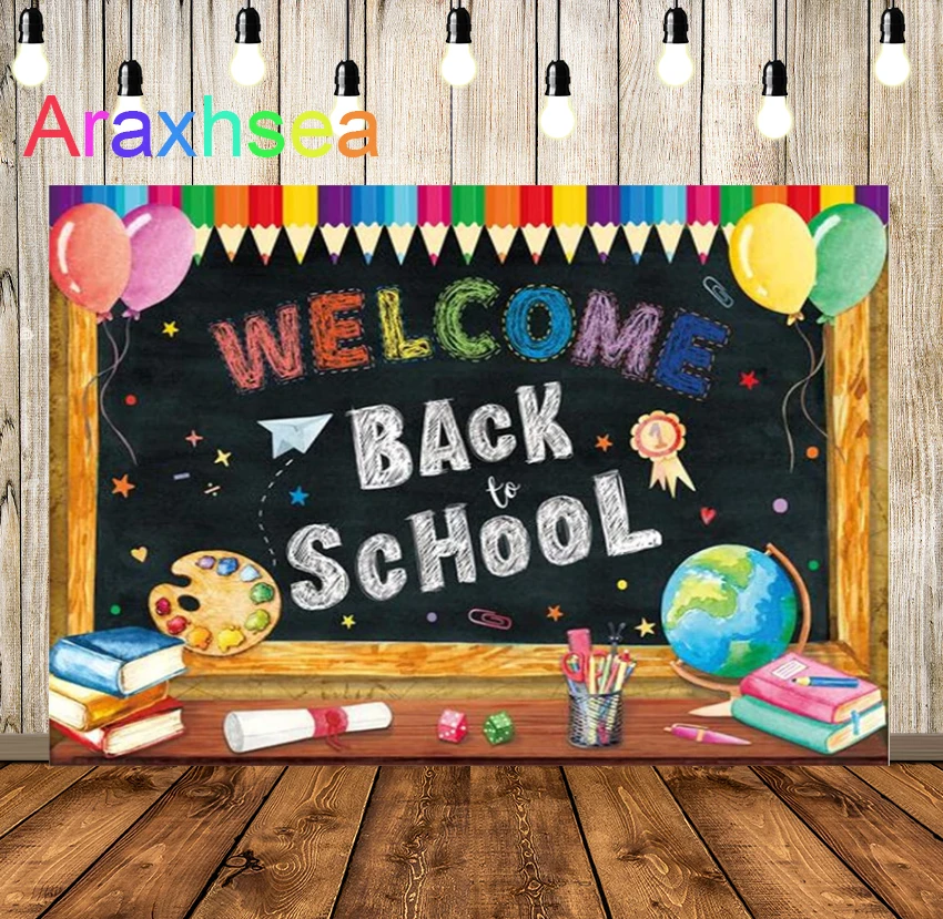 Welcome Back To School Backdrop Rainbow Kids First Day Of Kindergarten ...