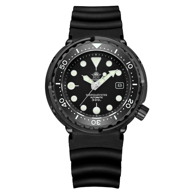 ADDIESDIVE Men's Diver Watch Black Tuna Case Sapphire Ceramic Bezel ...