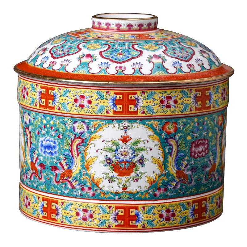 Jingdezhen Enamel Ceramic Big Tea Jar Pot Tea Cake Jar Sealed And ...