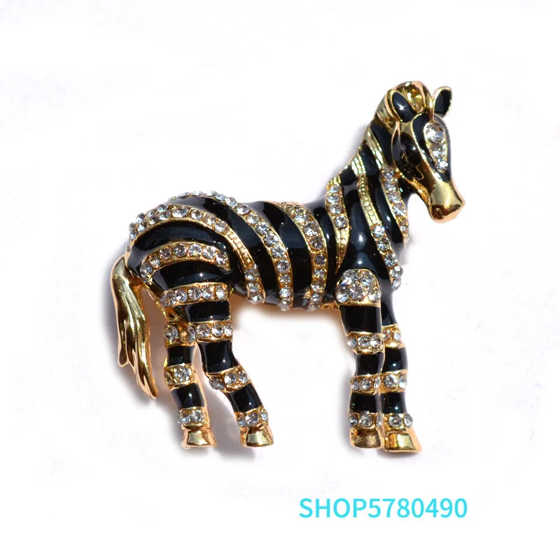 Gold Color Cute Zebra brooches Rhinestone Brooch for Women Coat ...