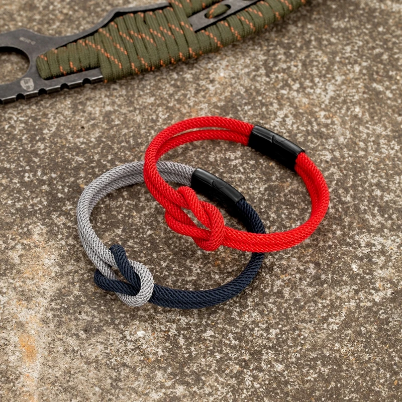 Bracelet en corde à Double couche pour homme et femme,bijou en acier ...