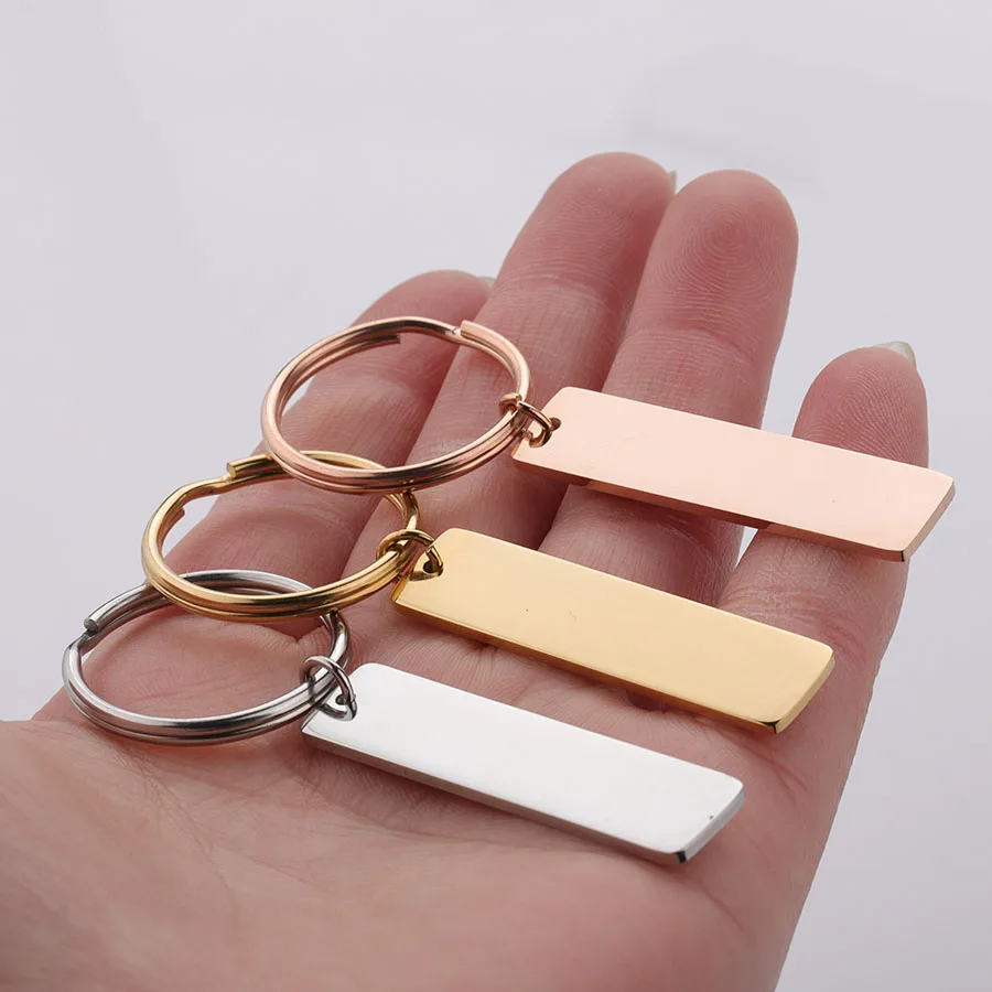 Fnixtar 10pcs Strip Bar Keychain Mirror Polish Stainless Steel Stamping ...