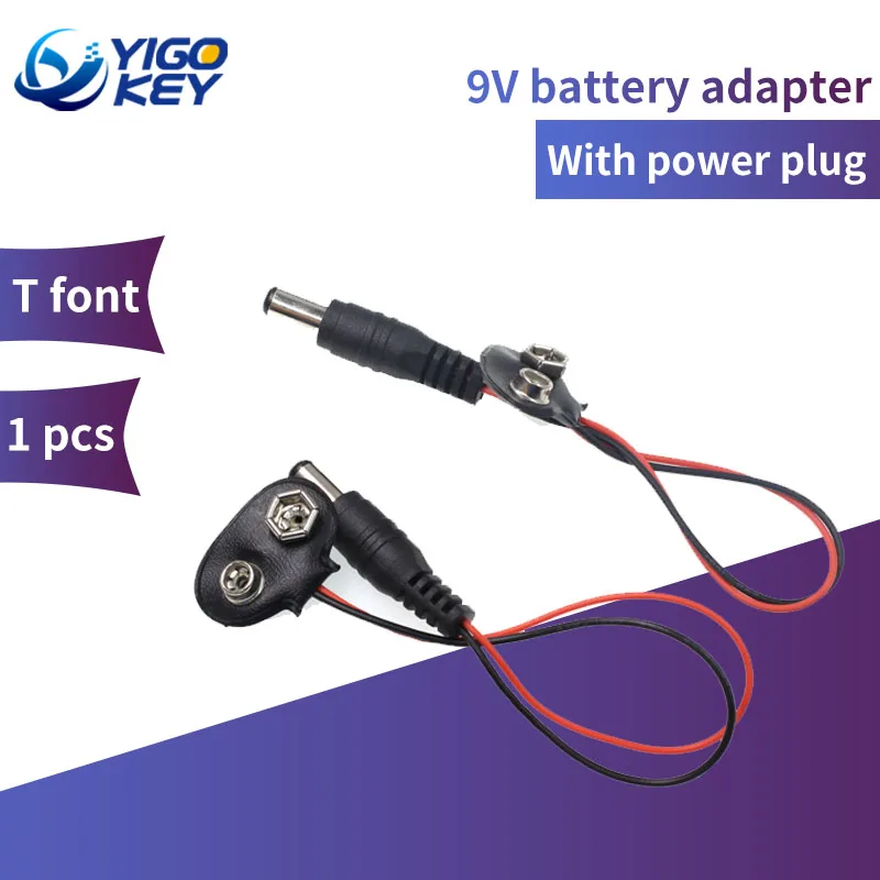 아두이노 DIY 잭 1Pcs 6F22 9V 배터리 어댑터 스냅 커넥터 클립 리드 와이어 홀더, DC 5.5*2.1 잭 클립 전원 ...