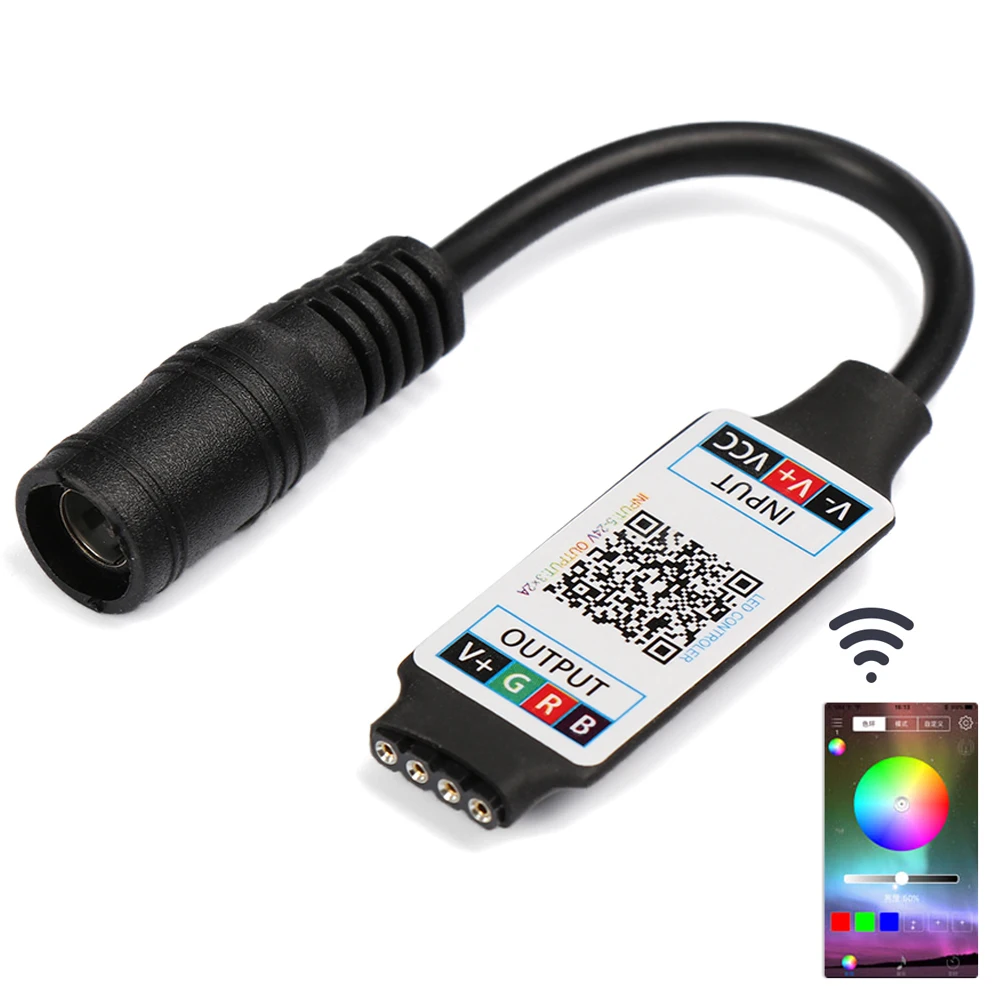 Mini LED Bluetooth RGB Strip Light Controller Wireless Smart Phone Control DC 5-24V 6A For RGB ...