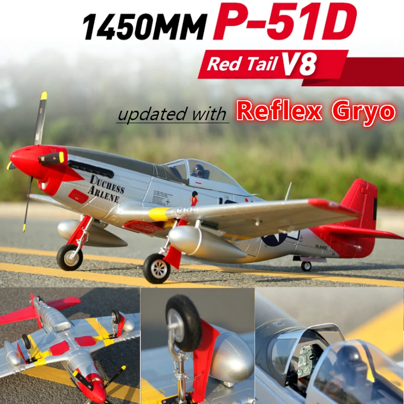 Fms Rc Airplane Plane 1450mm 1.4m P51 P-51d Mustang V8 Red Tail 6ch 4s ...