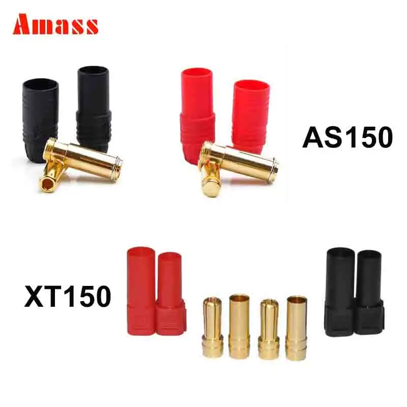 2PCS Amass AS150 7mm XT150 6mm 안티 스파크 바나나 커넥터 플러그 금 도금 남성 여성 레드 블랙 Lipo ...