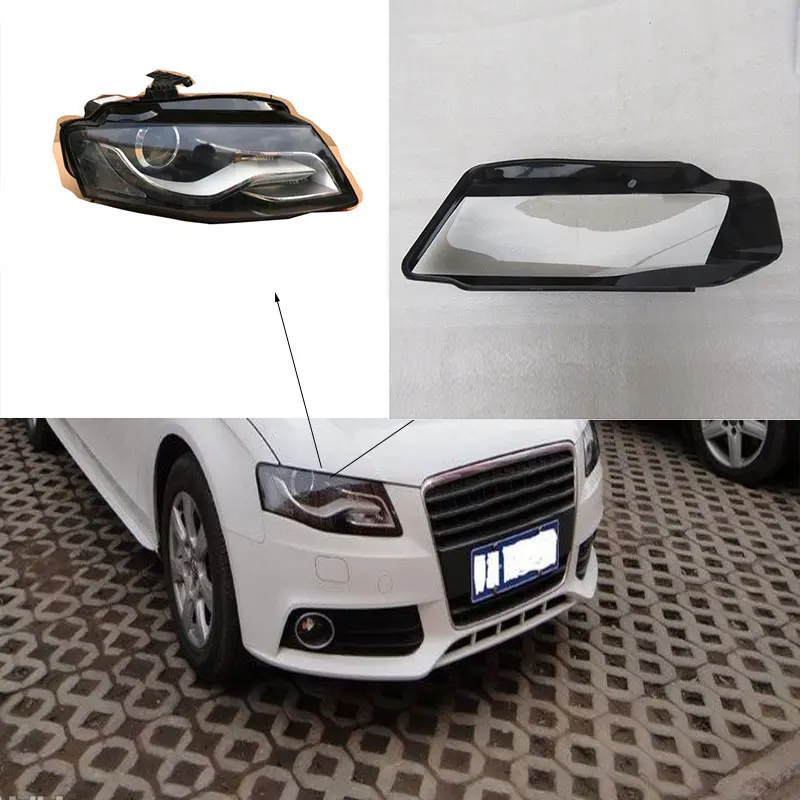 for-audi-A4-B8-headlight-transparent-cover-lighthouse-lenses-Front ...
