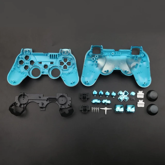 White Ps3 Controller With Blue Buttons