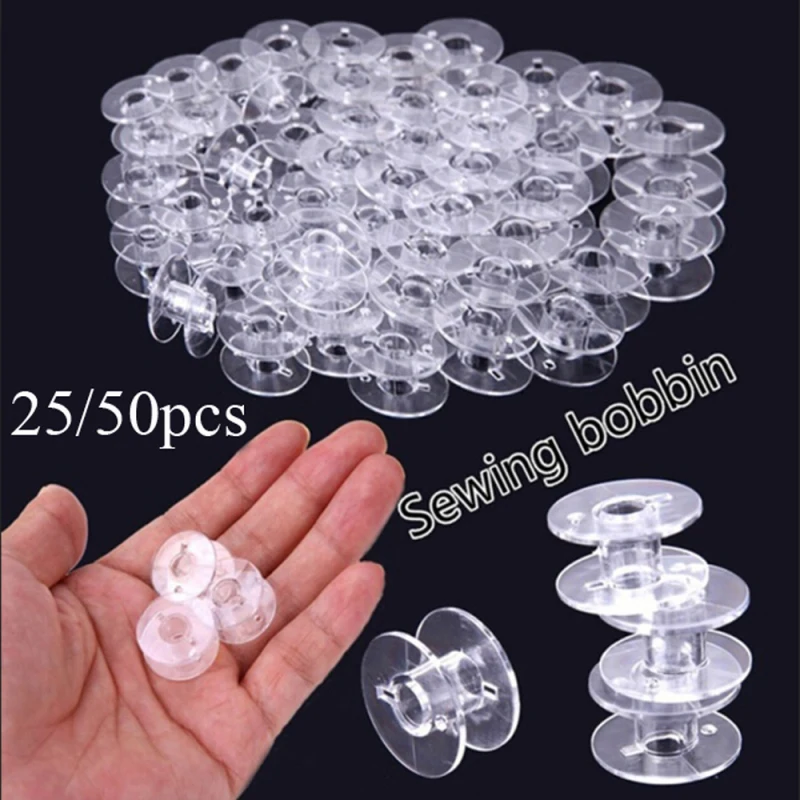 25/50pcs Transparent Color Empty Bobbins Plastic Spools for Sewing ...