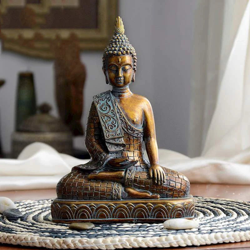 Estatua de Buda de bronce Vintage, escultura de Buda tailandés ...