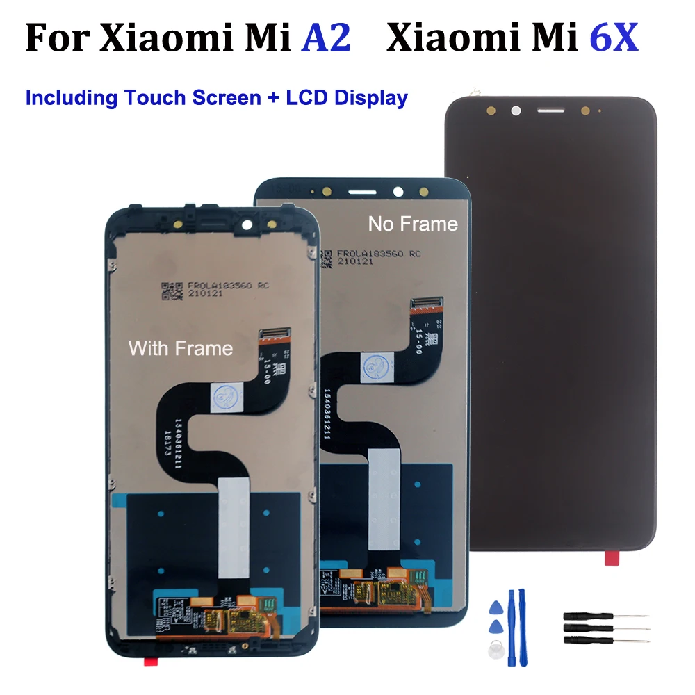AAA Quality For XiaoMi Mi A2 MIA2 Touch Screen Display Digitizer Assembly Repair Part For Xiaomi ...